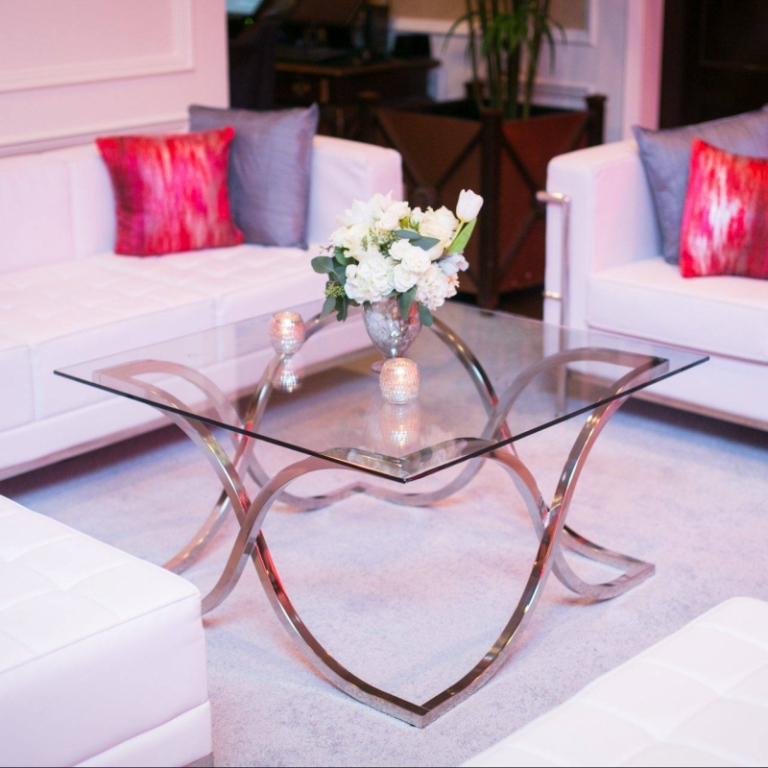Chrome Glass Tables | Event Furniture Rentals | Premiere Events