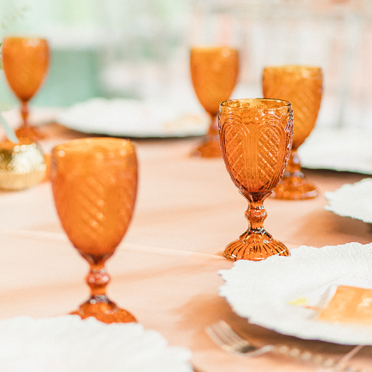 Carousel Amber Vintage Goblet | Glassware Rentals | Premiere Events