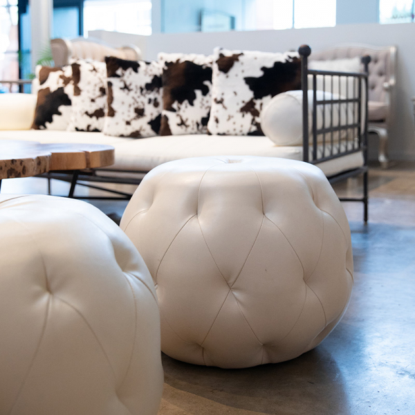 Beige Tufted Poofs Rentals | Premiere Events