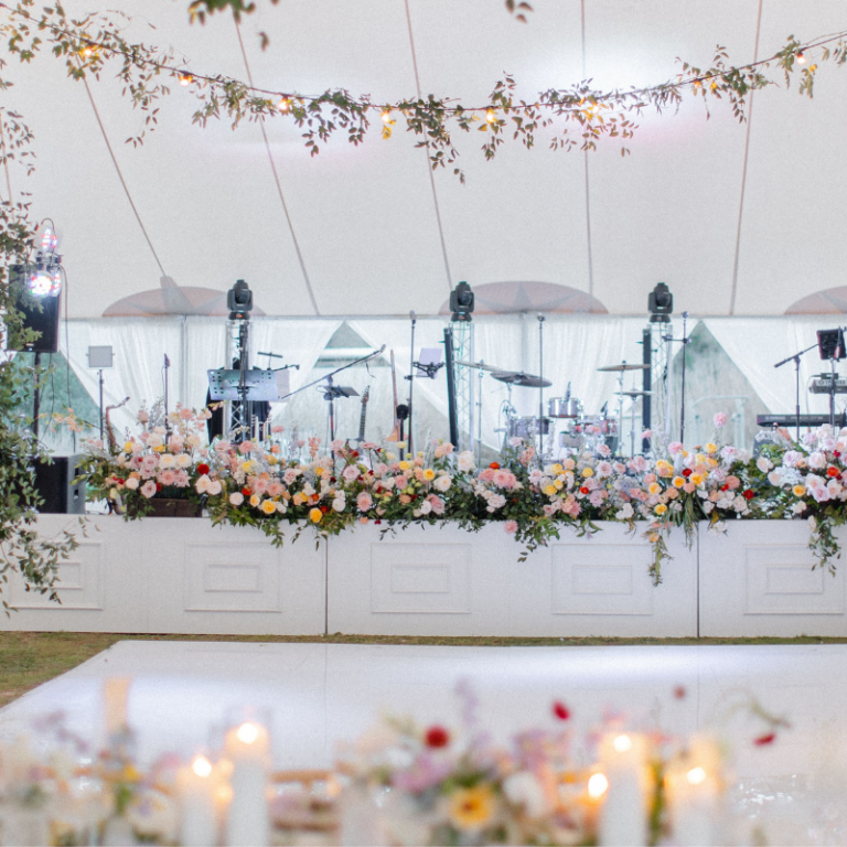 White Traditions Reversible Stage Facade | Event Rentals | Premiere Events