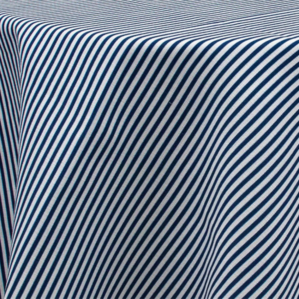 Navy Morgan Stripe | Linen Rentals | Premiere Events