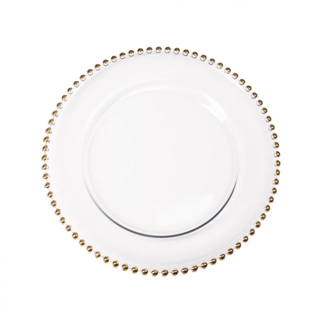Gold Glass Beaded Charger | Charger Rentals | Premiere Events